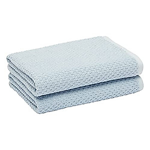 Amazon Basics Odor Resistant Textured Bath Towel, 30 x 54 Inches - 2-Pack, Light Blue