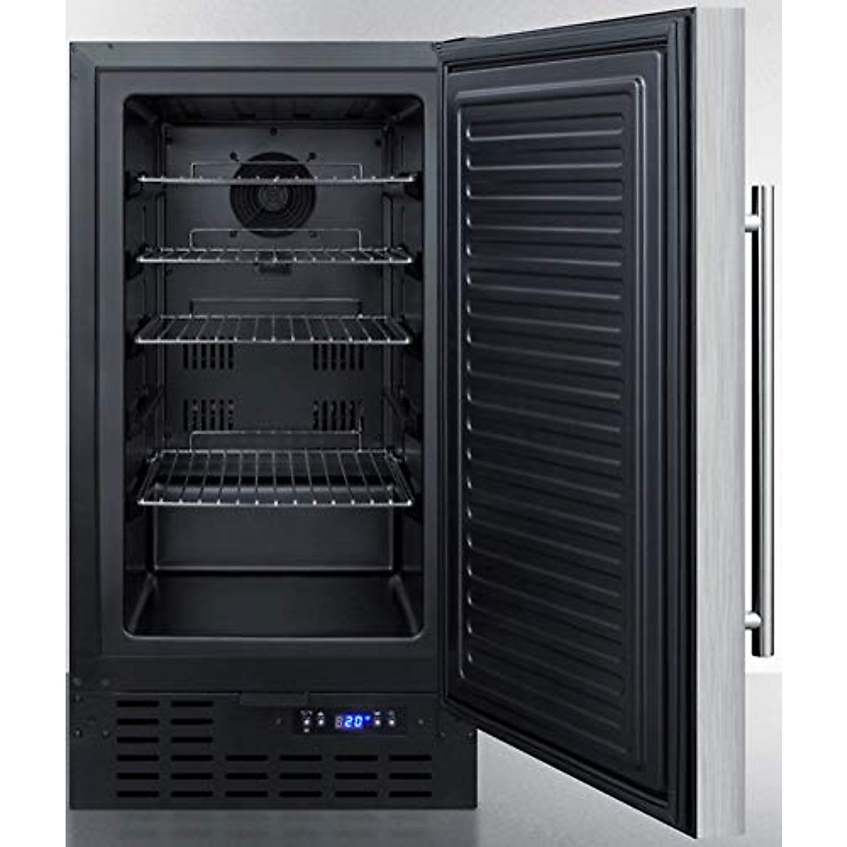 Summit Appliance FF1843BSSADA ADA Compliant 18" Wide Built-in Undercounter All-refrigerator with Stainless Steel Door, Black Cabinet, Digital Thermostat, Automatic Defrost and Front Lock