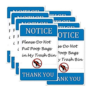 Please Do Not Put Poop Bags in My Trash Bin Sticker 10X7 inch Do Not Put Poop Bags in My Trash Bin Labels 8 Pack Pet Label for Trash Cans,Apartments,Stores,Parks