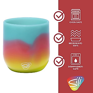 Silipint: Silicone 12oz Stemless Wine Glasses: 2 Pack Aurora - Reusable Flexible & Unbreakable Cups, Sustainable, Hot/Cold Drinks