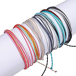 yfstyle 12Pcs Summer Wave Bracelets Adjustable Handmade Waterproof Beaded Anklets Starfish Turtle Infinity Ankle for Women Girls Boho Jewelry for Summer