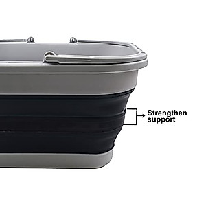 SAMMART 19L (5 Gallons) Collapsible Tub with Handle - Portable Outdoor Picnic Basket/Crater - Foldable Shopping Bag - Space Saving Storage Container (Grey/Slate Grey)