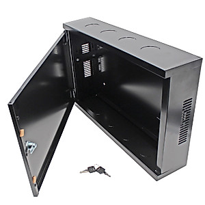 Electriduct 2U Wall Mount Rack Enclosure Network Cabinet Solid Door Black Powder Coated Steel with Lock