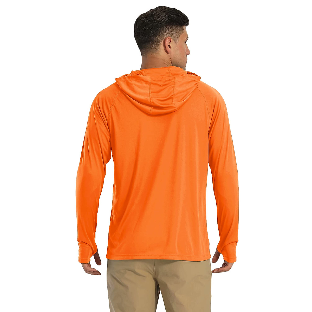 Men's UPF 50+ Hooded Long Sleeve Shirt for Fishing, Hiking & Workout - Orange