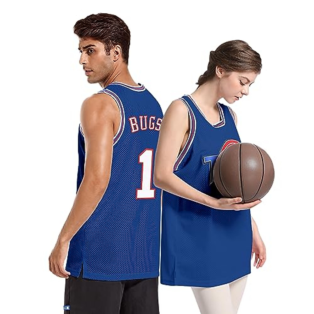 Mens Basketball Jersey Lola#10 Bugs#1 : Space Movie Jerseys 90s for Halloween Hip Hop Sports Party Clothing (as1, Alpha, s, m, Regular, Regular, #10 Blue)