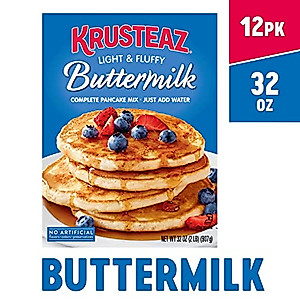 Krusteaz Light Fluffy Pancake Mix No Artificial Flavors Colors or Preservatives Buttermilk, 32 Ounce (Pack of 12)