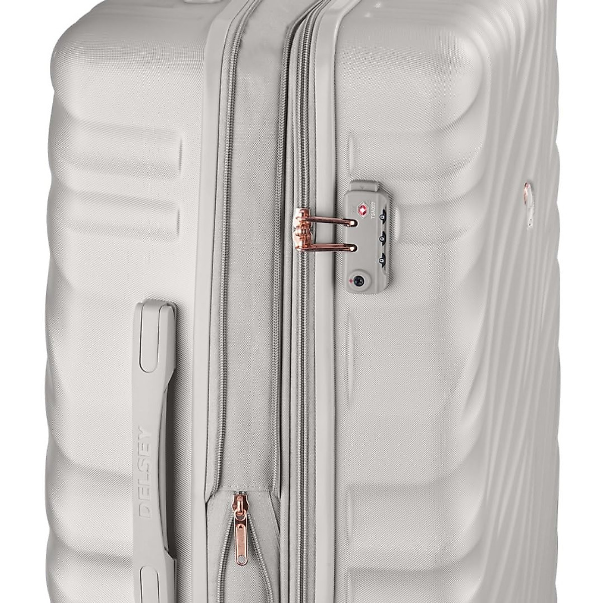 Delsey Paris Alexis Hardside 3-Piece Set, Expandable Luggage with 4 Spinner Wheels, Lightweight Suitcase, 21" Carry-On, 25" Checked Medium, 29" Checked Large, Silver/Rose Gold