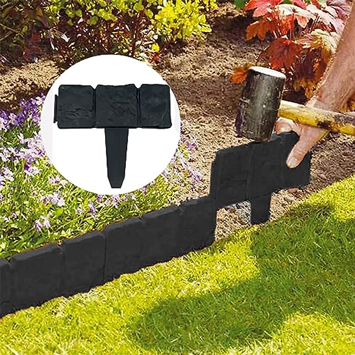 10pcs Faux Stone Garden Edging Border - Anti-deform Design, Yard and Garden Landscape Edging