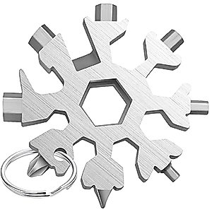 Snowflake 18-in-1 Multi Tool Stainless Steel Keychain Snowflake Multi-tool Screwdriver, Wrench Bottle Opener, Christmas Stocking Stuffers Gifts,Outdoor Camping Tools