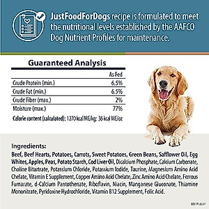 JustFoodForDogs Pantry Fresh Dog Food, Human Grade Beef & Russet Potato (12 Pack)