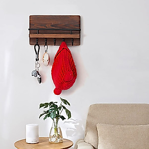 Coral Flower Holder and Mail Shelf Decorative Wooden Wall Organizer for Keys Letters Bills Pine Wood Unique Rustic and Industrial Décor Perfect for Entryway Kitchen Mudroom