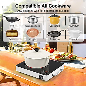 VBGK Electric Cooktop,110V Touch and knob Electric stove,1800W Single Burner Electric cooktop with Handle,9 Power Level, Kids Safety Lock & 4H Timer,Portable Induction Cooktop.