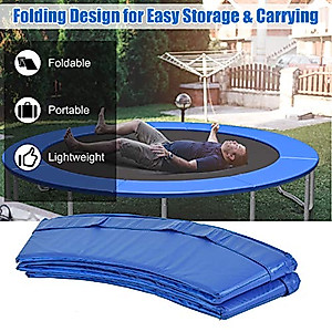 Giantex Trampoline Pad, 8ft 10ft 12ft 14ft 15ft 16ft Trampoline Replacement Safety Pad, No Holes for Pole, Waterproof Trampoline Accessories Spring Cover (8 Ft, Blue)