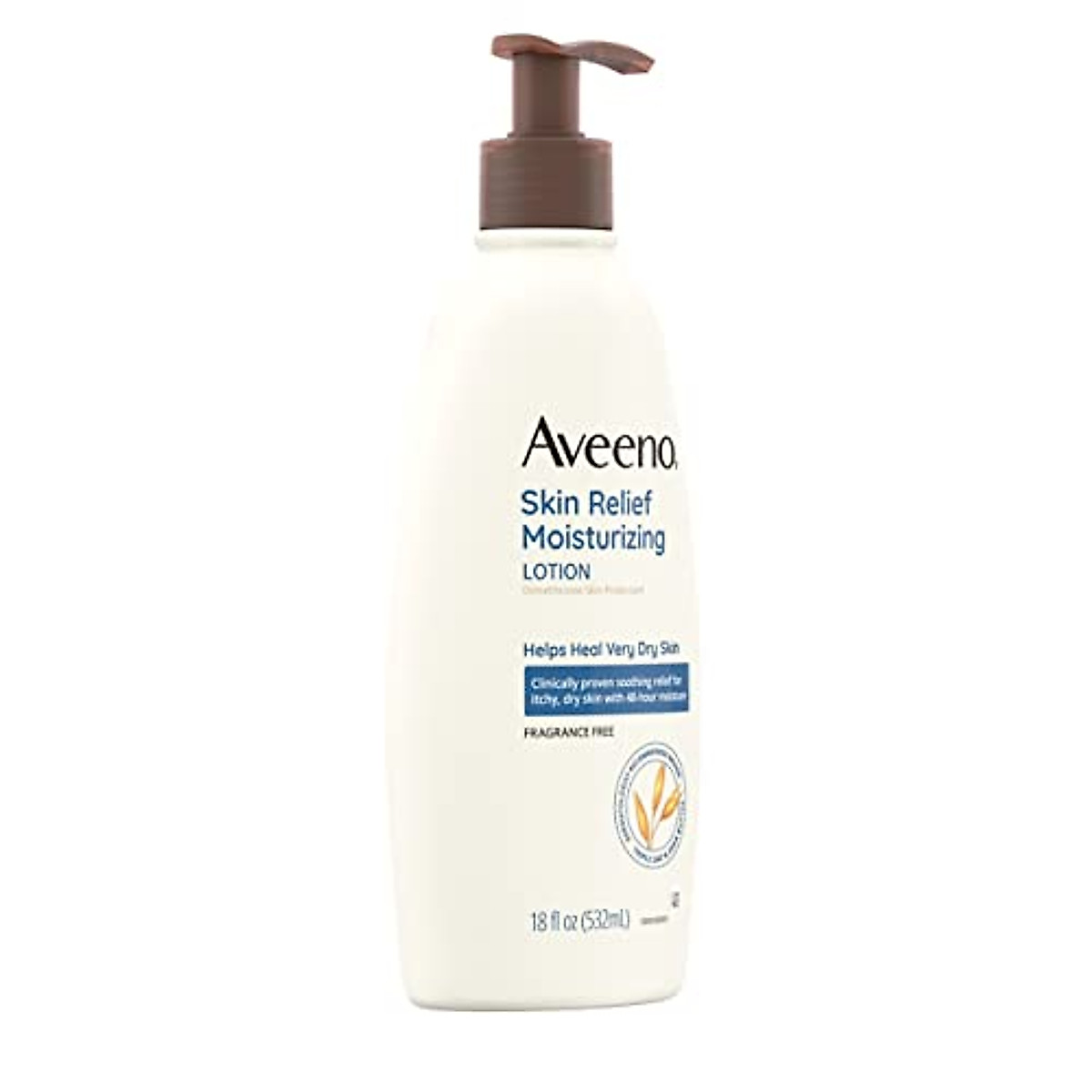 Aveeno Skin Relief Moisturizing Lotion for Very Dry Skin with Soothing Triple Oat & Shea Butter Formula, Dimethicone Skin Protectant Helps Heal Itchy, Dry Skin, Fragrance-Free, 18 fl. oz