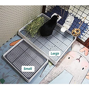 Rabbit Litter Box with Grate, Super Large Guinea Pig Litter Pan for Cage, Bunny Restroom Litter Tray Small Animals Toilet Potty Trainer for Rabbit Hamster Ferret Rats Guinea Pigs Hedgehog