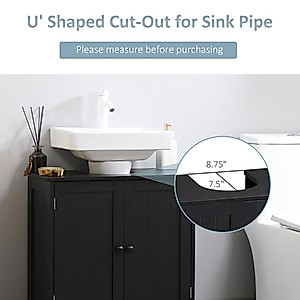 24" Under Sink Storage Cabinet for Pedestal Sink, Under Sink Bathroom Cabinet with 2 Doors and Shelf, Pedestal Sink Bathroom Vanity Furniture,Bathroom Cabinet Great Storage Option for a Pedestal Sink