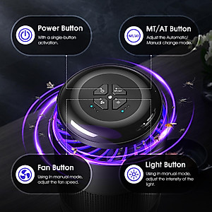 Fly Trap Indoor, Bug Light Trap Indoor, Remote Control Fruit Fly Trap, Gnat Trap, Mosquito Trap, Catch Insect Indoor with Light Suction Sticky Glue, Adjustable Brightness and Fans (Black&Dark Blue)