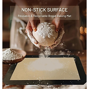 GLBEAR Silicone Baking Mat Sheet 2-Pack,Reusable & Nonstick Bakeware Mats for Cookies, Macarons, Bread and Pastry,Silicone Mats for Baking - Baking Mat For Oven - (16.5" x 11.6")