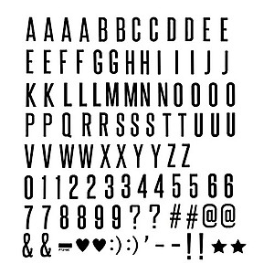 kwmobile Cinema Light Box Letters A4 Size - 105 Pieces Black Replacement Letters for Sign Letters Numbers and Symbols