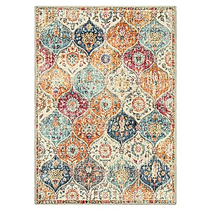 Lahome Moroccan Trellis Area Rug, 5x7 Washable Living Room Rug Indoor Non-Slip, Large Oriental Accent Throw Rug for Kitchen Entryway Bathroom Bedroom Office Carpet (Cream, 5x7ft)