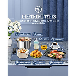 Food Warming Mat, Electric Warming Tray, Portable and Rollable, Premium Silicone Nano-Material, Fast Heating, 3 Temperature Settings & Auto Shut-Off for Buffet, Party, Thawing