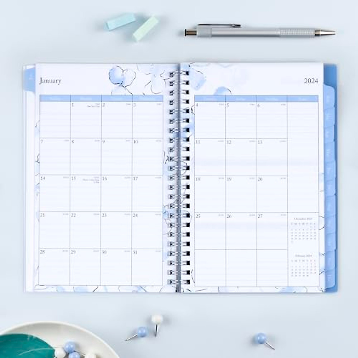 Blue Sky 2024 Weekly and Monthly Planner, January - December, 5" x 8", Frosted Cover, Wirebound, Lindley (101579-24)