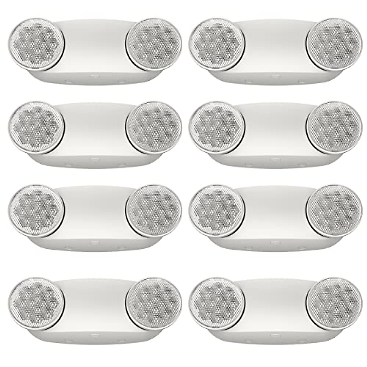 SPECTSUN 8 Pack LED Exit Emergency Light Combo with Battery Backup-US Standard Commercial Corded Emergency Exit Sign Lights for Home Power Failure,UL 924 Certified,Elm2 Emergency Lighting Exit Signs