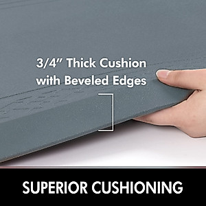 Anti Fatigue Kitchen Mat by DAILYLIFE, 3/4" Thick Kitchen Floor Mat, Standing Comfort Mat for Home, Office, Garage - Non-Slip Bottom, Cushioned, Waterproof & Easy-to-Clean (24" x 60", Grey)