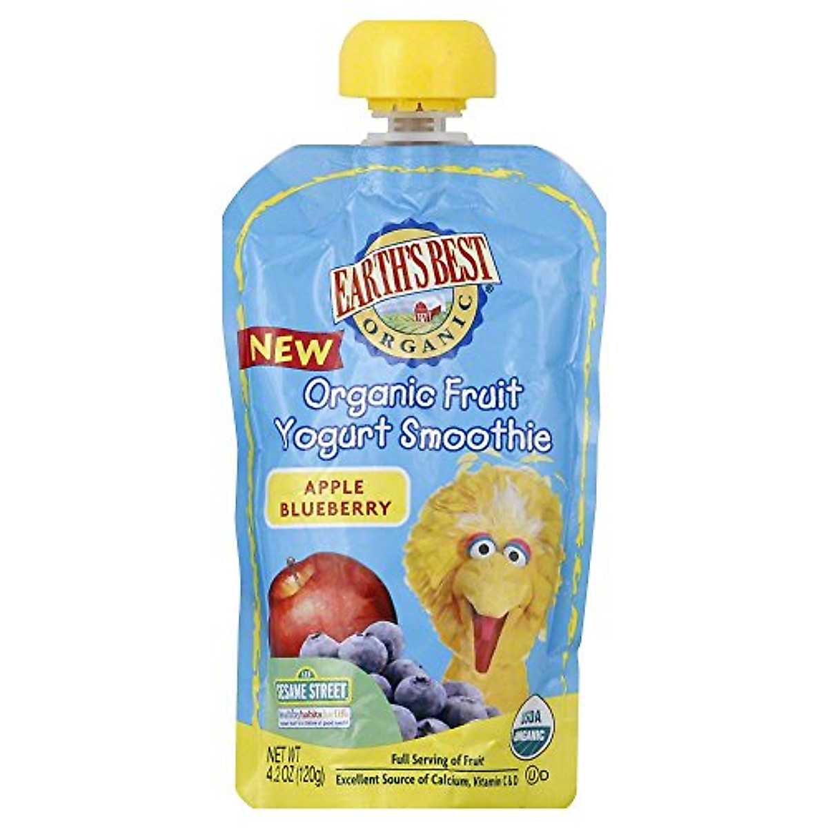 Earth's Best Organic Fruit Yogurt Smoothie - Apple Blueberry - Case of 12 - 4.2 oz.