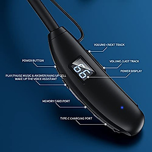 Bluetooth Headphones Neckband, Wireless Sports Headset with Microphone, 100 Hours Long Playtime and HD Stereo Sound for Bluetooth V5.1 Earphones, Noise Cancelling Earbuds, IPX5 Sweat Proof (Black)