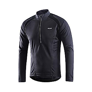 ARSUXEO Men's Half Zipper Cycling Jerseys Long Sleeves MTB Bike Shirts 6031 Gray Size Medium