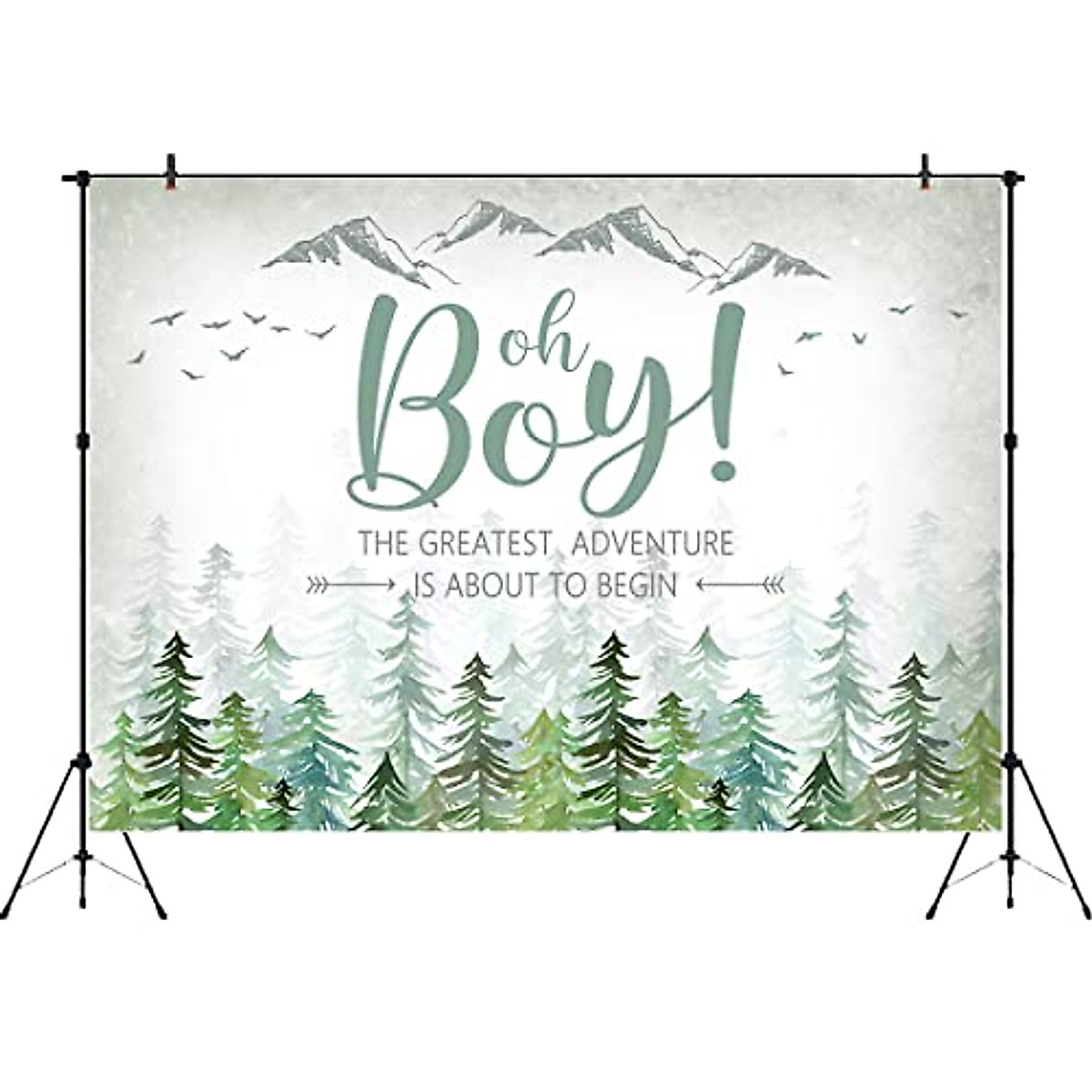 Aperturee Adventure Awaits Baby Shower Backdrop 7x5ft Oh Boy Let The Adventure Begin Pine Tree Mountain Wilderness Adventure Woodland Photography Background Forest Party Decorations Photo Booth Props