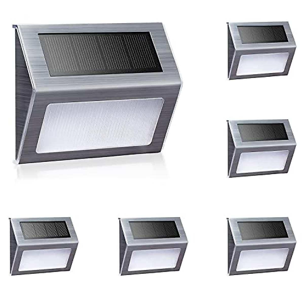 XLUX Solar Lights for Steps Decks Pathway Yard Stairs Fences, LED lamp, Outdoor Waterproof, Warm Light, 6 Pack
