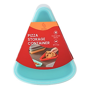 KEVJES 5-Pack Multicolor Reusable Silicone Leftover Pizza Slice Storage Container with Air-tight Lids-BPA Free,Fits Single Slice up to 16”,Save Space,Refrigerator organizer.