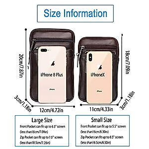 iPhone 11 Pro X Xs Max 8 7 6S Plus Galaxy Note10+ Note9 Note8 Galaxy S10e S10 S9 S8+ Leather Holster Case with Loop Belt Pouch Holder for Cell Phone with a Slim Hard Case on Style2-Coffee L Size