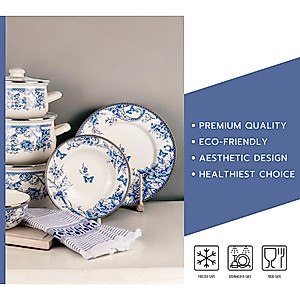 Bird of Paradise Vintage Enamel Belly Deep Stock Pot with Glass Lid Deep Cooking Pot, Dishwasher safe (Set of 2 (3.8 L); (6.2 L))