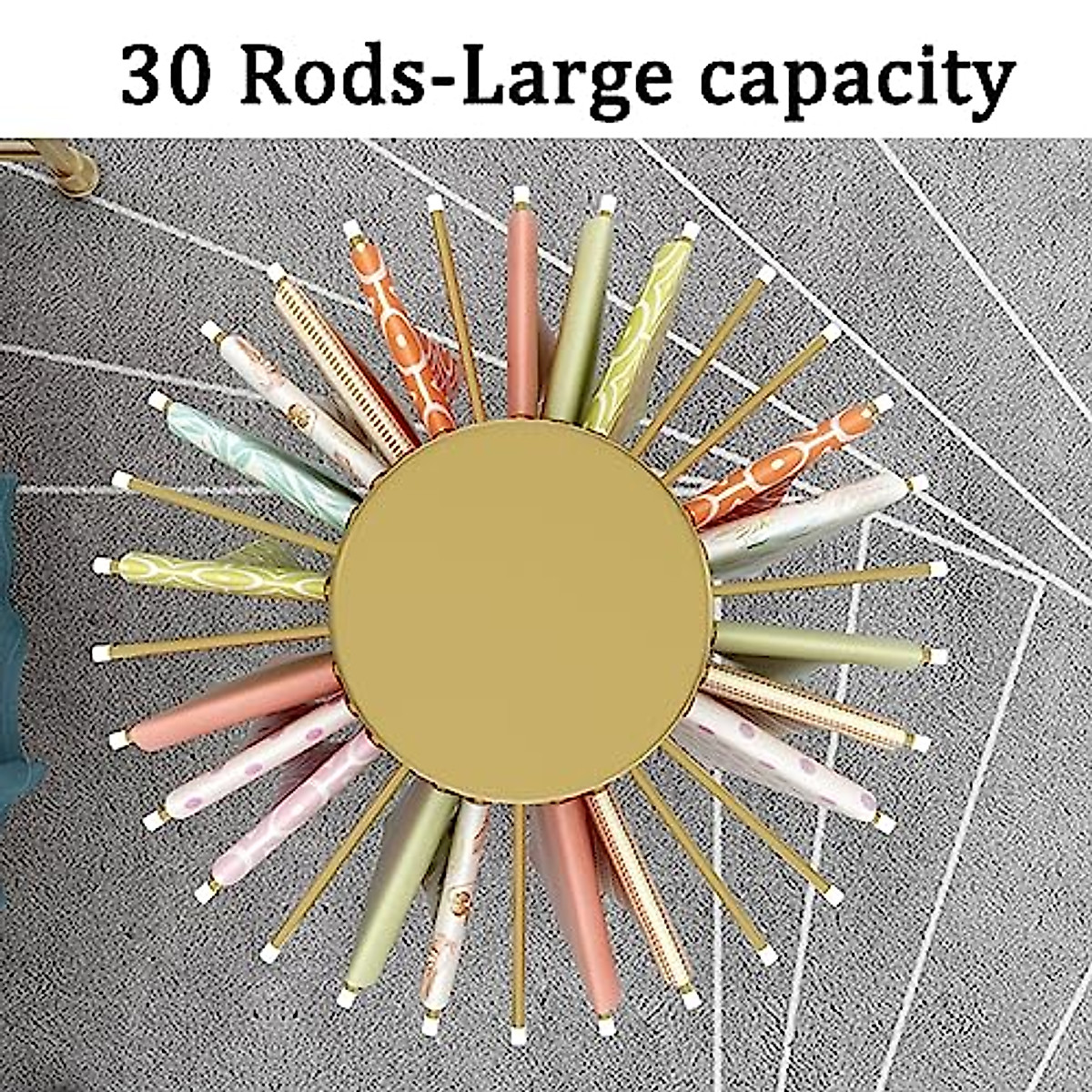 Freestanding Scarf Rack with 30 Rods, Pivoting Round Scarf Display Stand, Height Adjustable Scarf Holder Organizer, Scarf Hanging Rack for Boutique Clothing Store Home