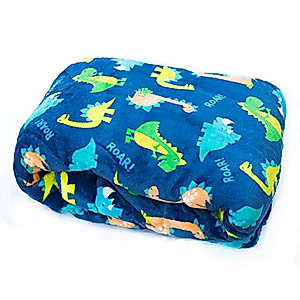 Elegant Home Kids Soft & Warm Sherpa Baby Toddler Boy Sherpa Blanket Dark Blue Navy Dinosaurs Printed Borrego Stroller or Toddler Bed Blanket Plush Throw 40X50# Dinosaur Navy