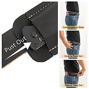 Knife Sheath,Leather Knife Sheath for Belt,Horizontal Carry Pocket Knife Holder,EDC Belt Organizer,Handmade Compact Draw Knife Holster,EDC Pocket Organizer,Sheath for Folding Knife (Black)