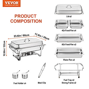 Vevor Chafing Dishes, 2 Packs, Silver: Home & Kitchen