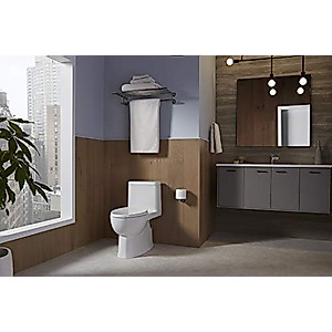 KOHLER 78080-0 Reach Comfort Height Chair Height One-Piece Compact Elongated Toilet with Skirted Trapway, Left-Hand Trip Lever, 1.28 GPF