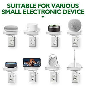 BELIEFLUO Outlet Shelf Holder, Bathroom Decor with Built-in Cable Management,A Space Saving Solution for Homepod Mini,Google Home/Echo/Smart Speakers/Electric Toothbrush/Cell Phone (Universal)…