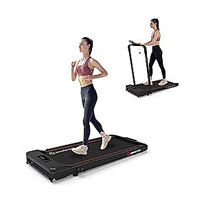 Under Desk Treadmill, 2 in 1 Foliding Treadmill, Walking Machine, Portable 2.5HP Electric Treadmill, Walking Pad, FoldableTreadmill Compact Electric Running Jogging for Home Office