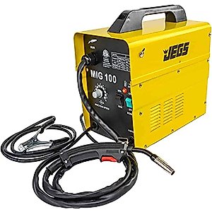 JEGS MIG 100 Gasless Welder - 110V AC - 20 Amps of Input Current - MIG Welder Includes Hand-Held Mask, Wire Brush, Spool of Wire, Welding Torch and One-Year Warranty - Simple Controls and Operation