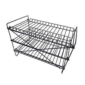 FixtureDisplays® 16" x 12.5" x 10" Wire Rack for Countertop Use with 3 Open Shelves, Black 10085-NPF