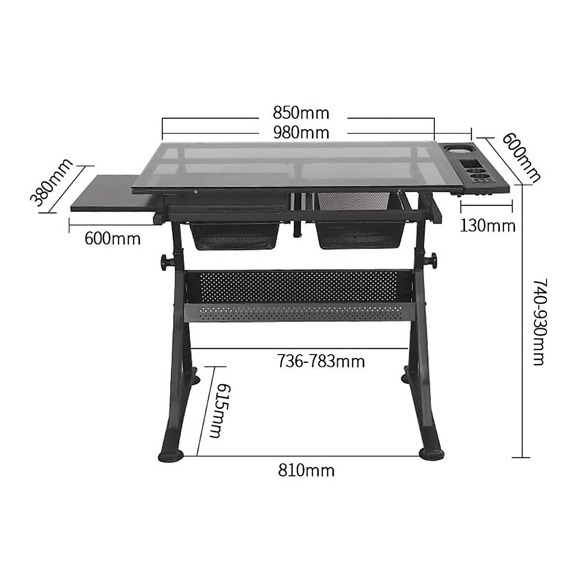 ROLTIN Drafting Tables Drawing Desk with Stool Height Adjustable Multifunctional Art Craft Artist Desk Tilt Glass Top Board Drawing Desk for Work Study Painting Craft Des