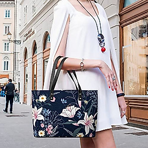 Womens Handbag Floral Flowers Leather Tote Bag Top Handle Satchel Bags For Lady