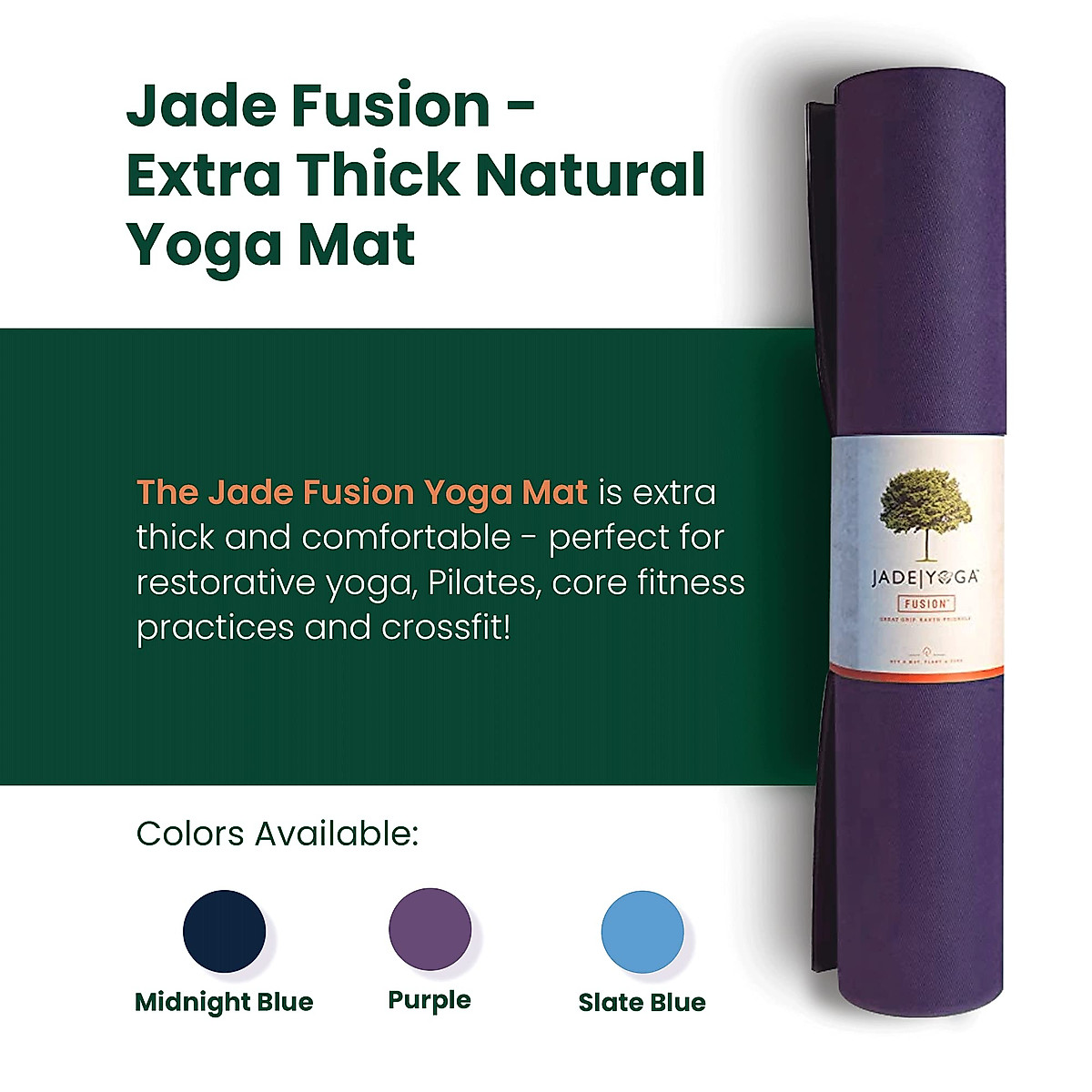 Jade Fusion Yoga Mat, Luxurious Comfort & Sturdy Workout Mats for Home Gym, 68" Yoga Mat Thick, Non-Slip Workout Mat with Extra Strong Grip, US Made Purple Yoga Mats