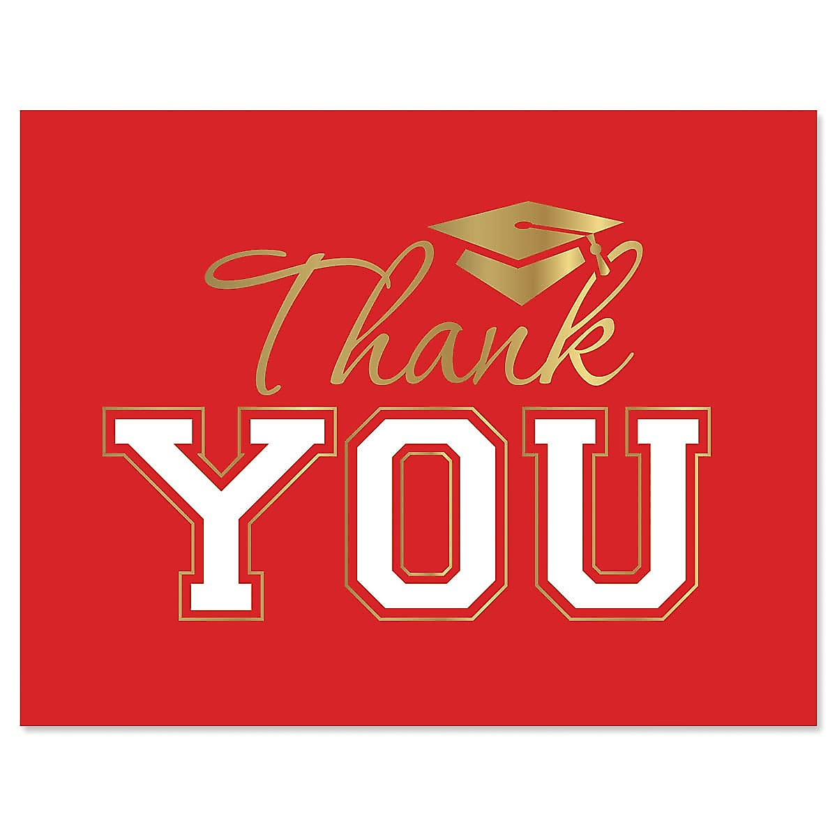 Current School Colors Graduation Thank You Note Card Set Red & Gold Foil - Set of 40, Envelopes Included, 4-1/4" x 5-1/2", Blank Inside, Value Pack