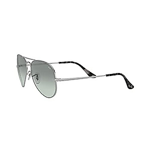Ray-Ban RB3689 Aviator Metal II Evolve Polarized Sunglasses, Silver/Photochromic Azure Gradient Blue, 58 mm
